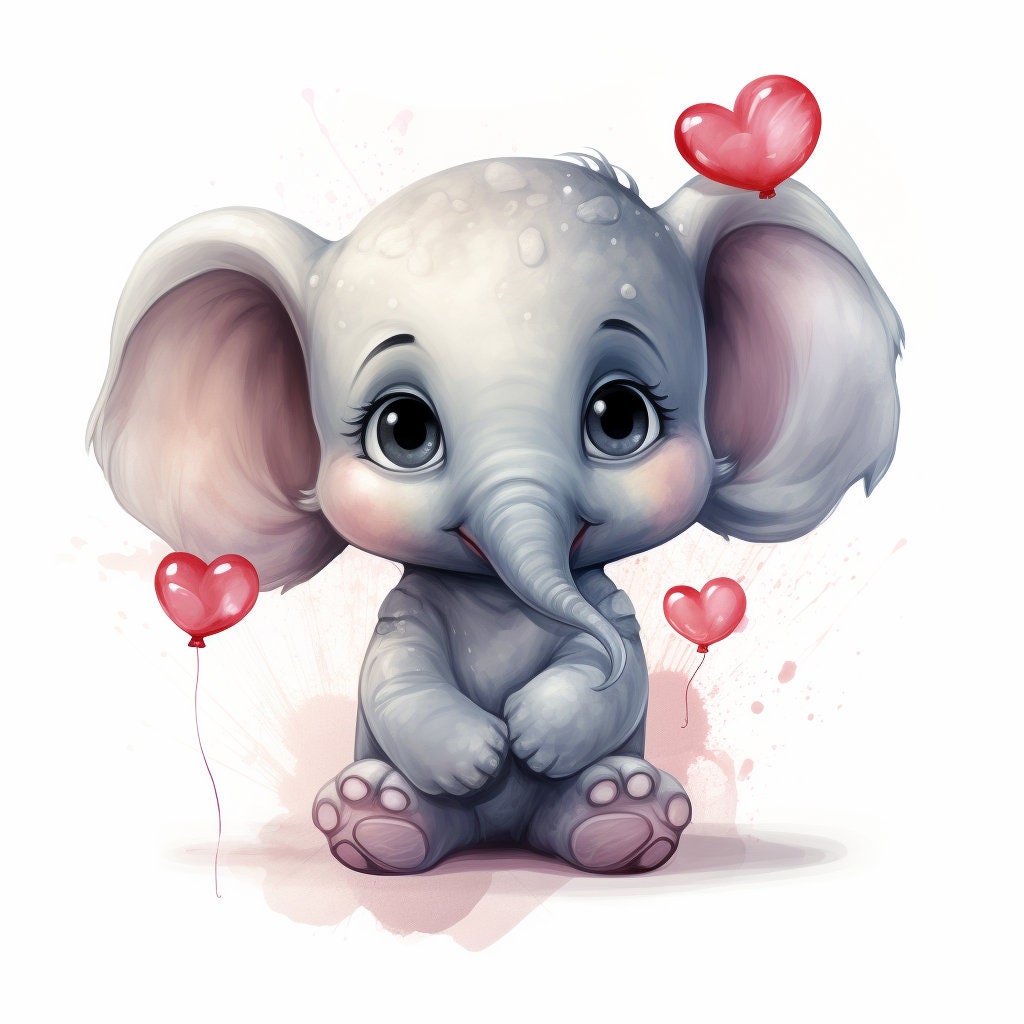 12 Valentine Elephant Clipart Bundle, High-quality JPG, Craft Art, Card ...