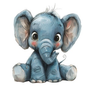 Cute Cartoon Elephants Clipart Bundle, 16 High-quality JPG, Craft Art ...