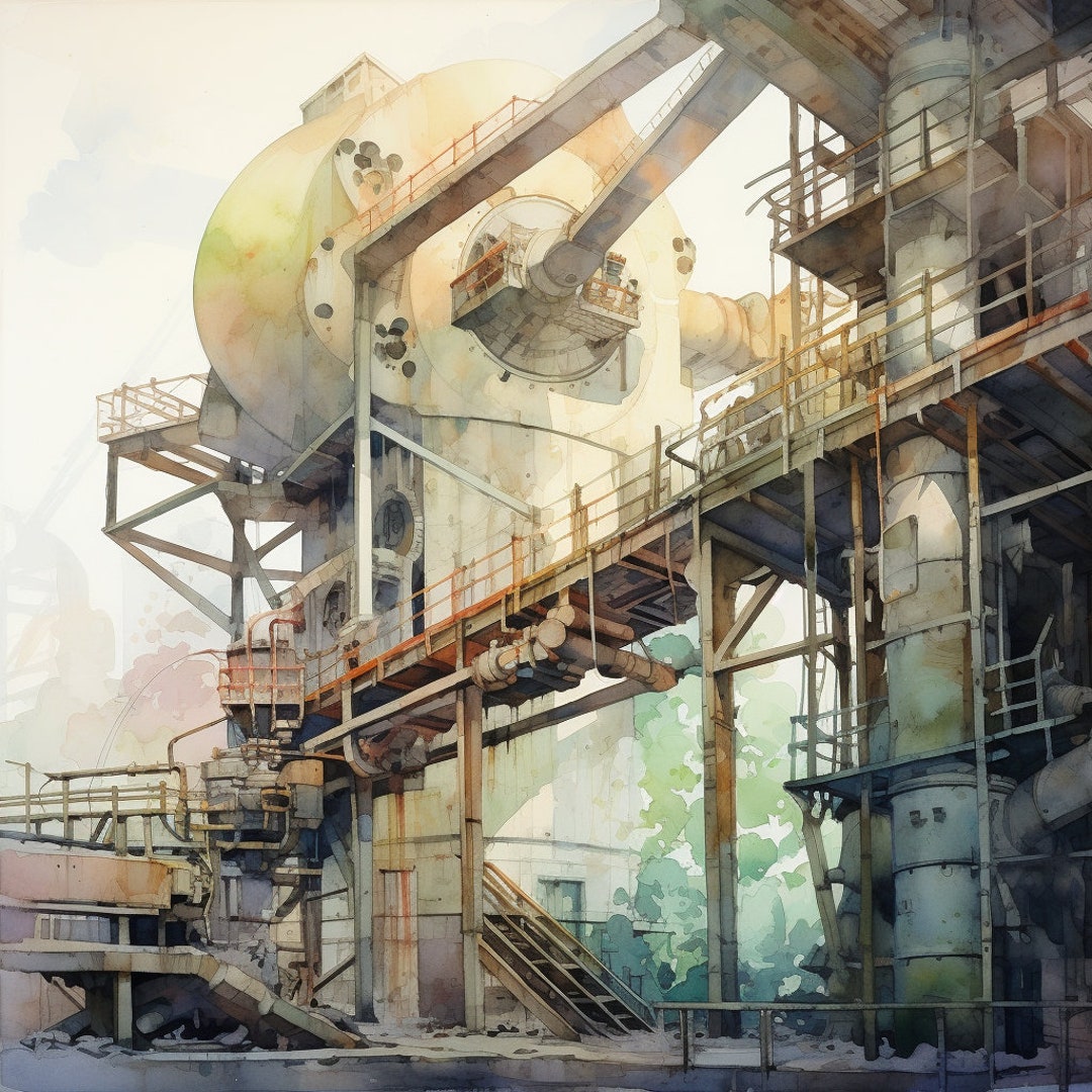 15 Industrial Watercolor Clipart Bundle, High-quality JPG, Craft Art ...