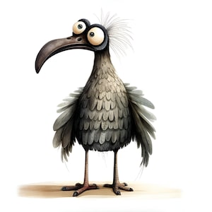 25 Cute Funny Vultures Black Bird Clipart Bundle, JPG, Card Making ...