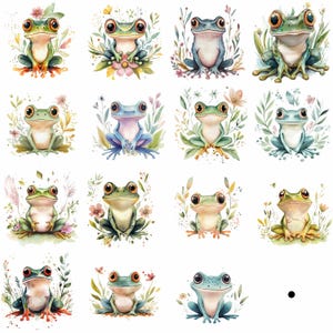 15 Cute Frog Boho Illustration Clipart Bundle, Transparent PNG Download ...