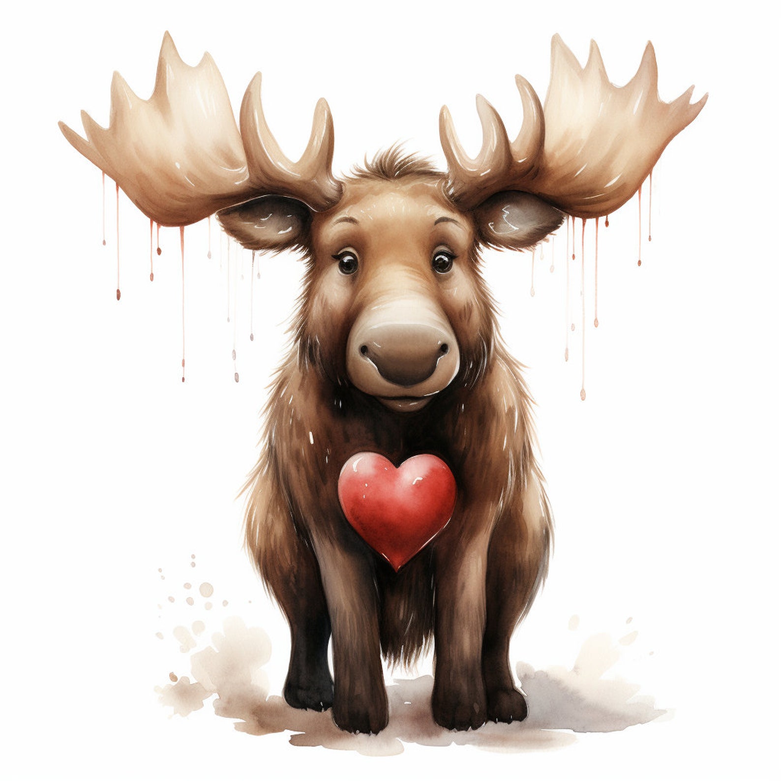 12 Valentine Moose Clipart Bundle, High-quality JPG, Craft Art, Card ...