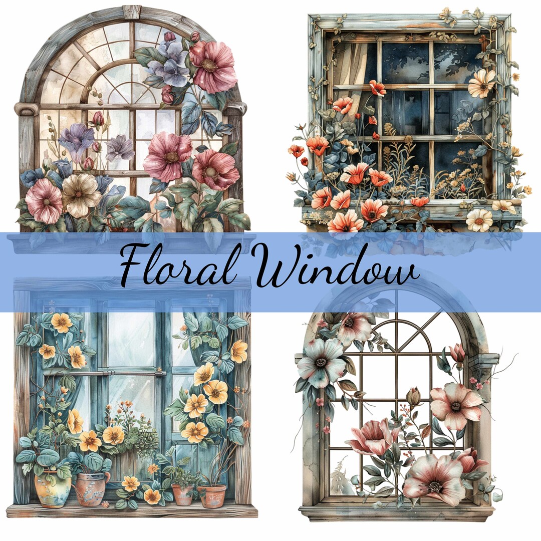 15 Floral Window With Flowers Clipart Bundle, 15 High-quality JPG ...