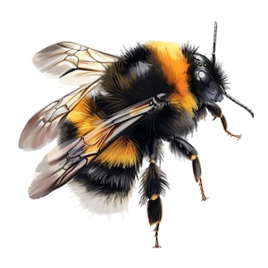 12 Fluffy Bee Bumblebee Clipart Bundle, 12 High-quality JPG, Craft Art ...
