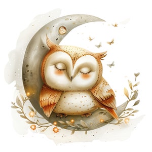 Owl and Moon Celestial Clipart Bundle, 16 High-quality JPG, Craft Art ...