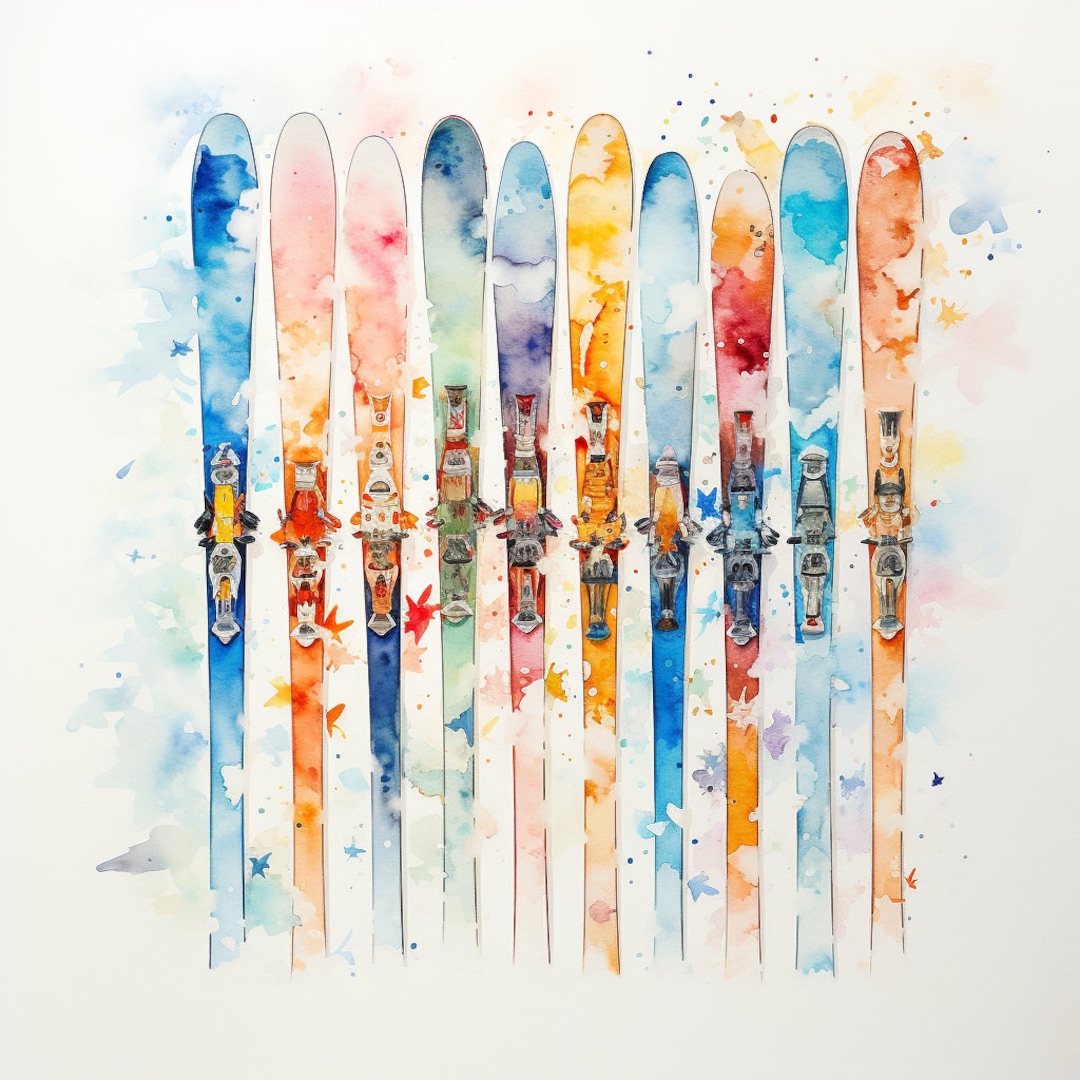 14 Snow Ski Clipart Bundle, High-quality JPG, Craft Art, Card Making ...