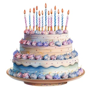 Birthday Cake With Candles Clipart Bundle, 14 High-quality JPG, Craft ...
