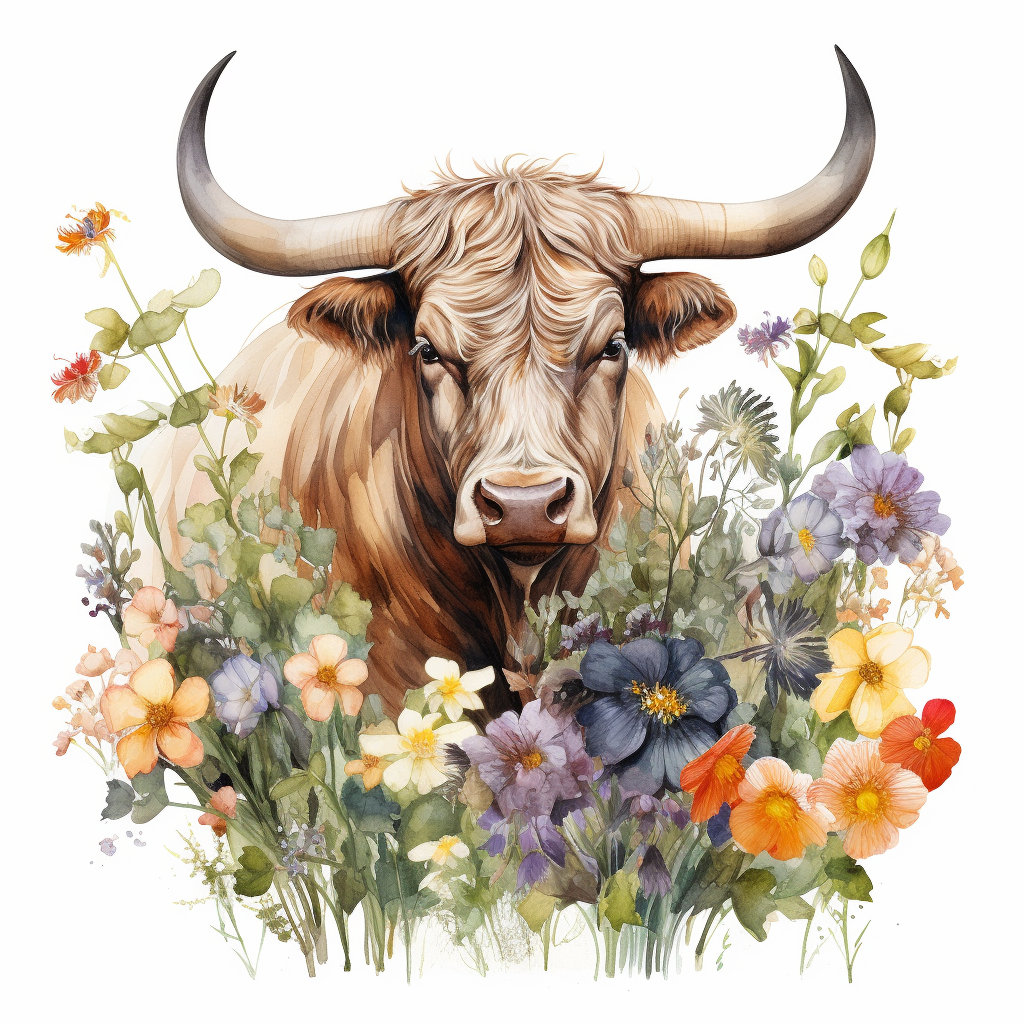 14 Cows Laying in Flower Field Clipart Bundle, High-quality JPG, Craft ...