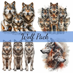 Wolf Pack Clipart Bundle, 12 High-quality JPG, Craft Art, Card Making ...