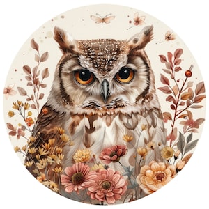 Vintage Floral Owl in Round Circle Clipart Bundle, 16 High-quality JPG ...