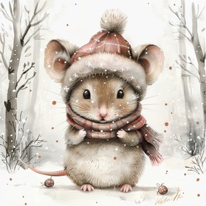 Winter Mouse With Snow Clipart Bundle, 16 High-quality JPG, Craft Art ...