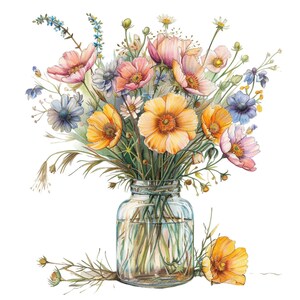 Summer Flower Bouquet Clipart Bundle, 15 High-quality JPG, Craft Art ...