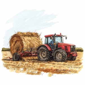 15 Baling Hay Tractor on Farm Clipart Bundle, 15 High-quality JPG ...