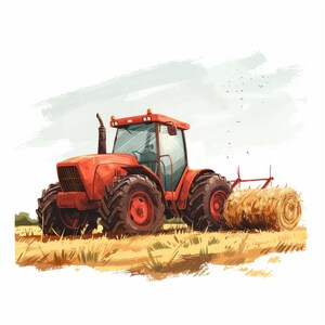 15 Baling Hay Tractor on Farm Clipart Bundle, 15 High-quality JPG ...