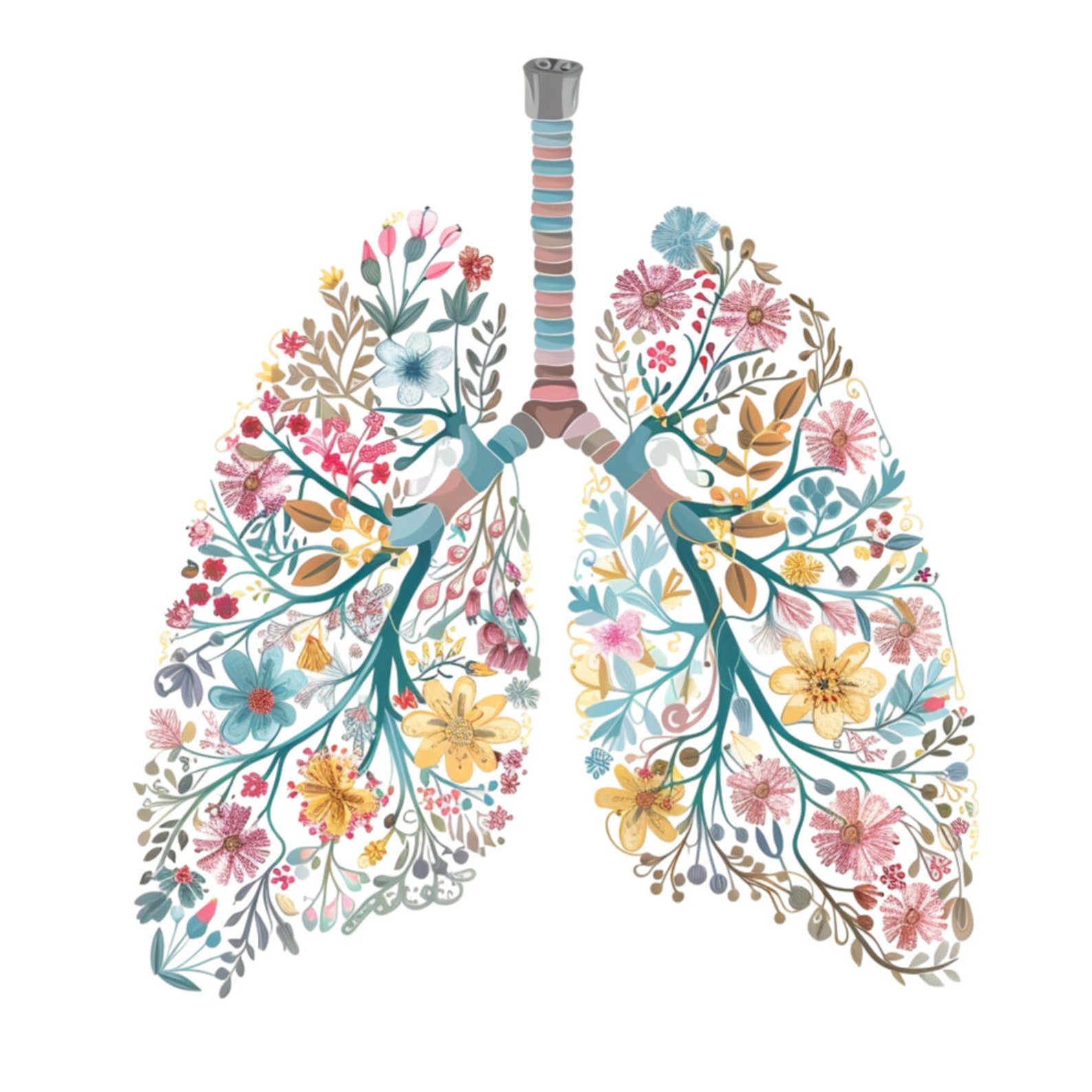 Floral Lungs Flowers Clipart Bundle, 14 High-quality JPG, Craft Art ...