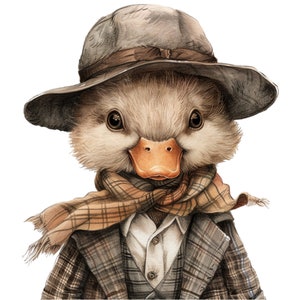 Duck in Vintage Clothes Clipart Bundle, 15 High-quality JPG, Craft Art ...