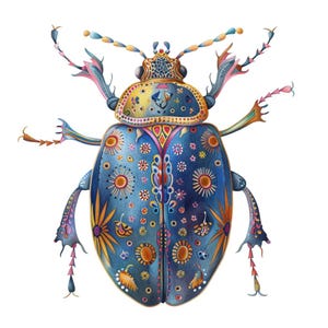 16 Folk Art Beetle Clipart Bundle, 16 High-quality JPG, Craft Art, Card ...