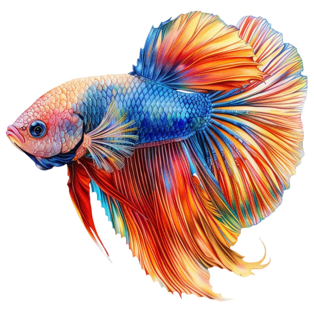 Iridescent Betta Fish Clipart Bundle, 16 High-quality JPG, Craft Art ...
