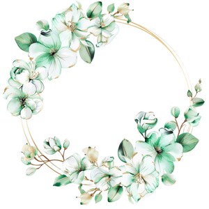 White Flower Wreath Frames Clipart Bundle, 16 High-quality JPG, Craft ...