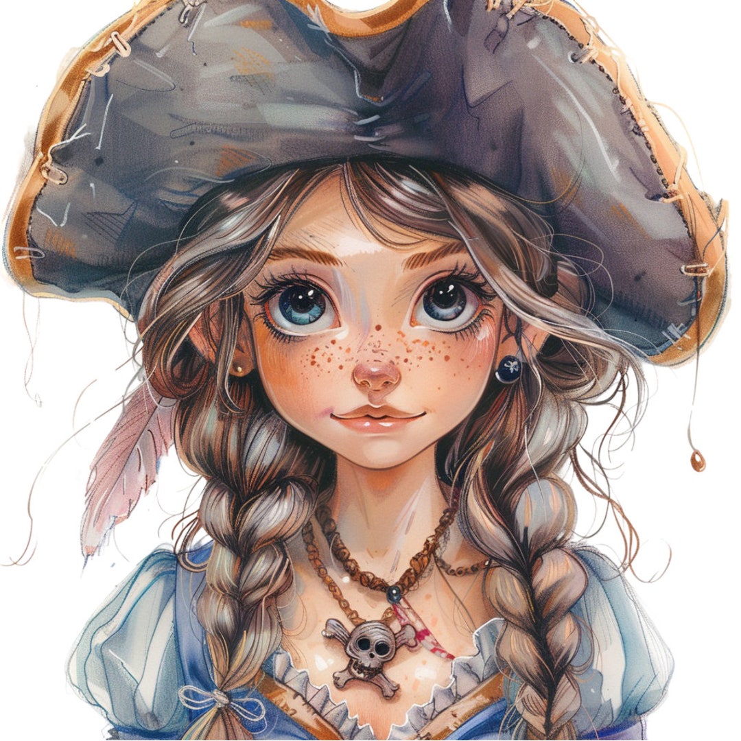 Girl Pirate Clipart Bundle, 12 High-quality JPG, Craft Art, Card Making ...