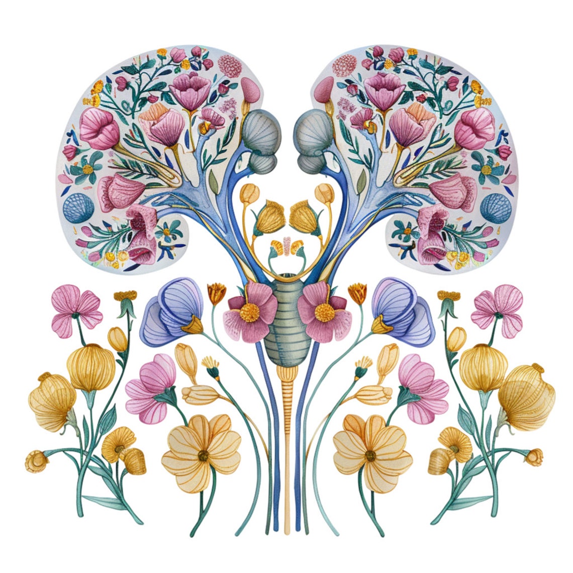 Floral Kidney Flower Clipart Bundle, 16 High-quality JPG, Craft Art ...