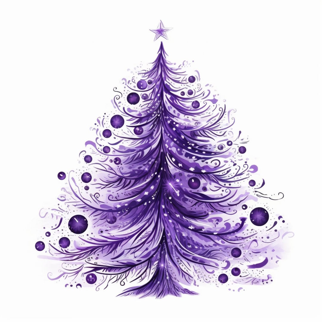14 Purple Doodle Tree Clipart Bundle, High-quality JPG, Nursery Art ...