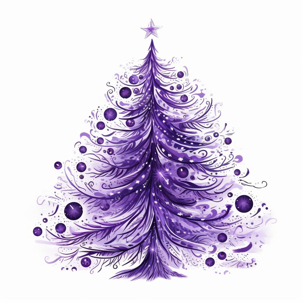 14 Purple Doodle Tree Clipart Bundle, High-quality JPG, Nursery Art ...