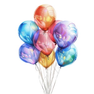 Iridescent Balloons Clipart Bundle, 14 High-quality JPG, Craft Art ...