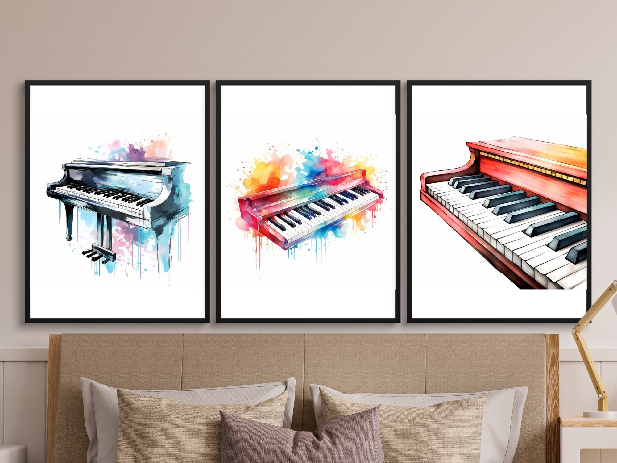 Watercolor Piano Keys Clipart Bundle, High-quality JPG, Craft Art, Card ...