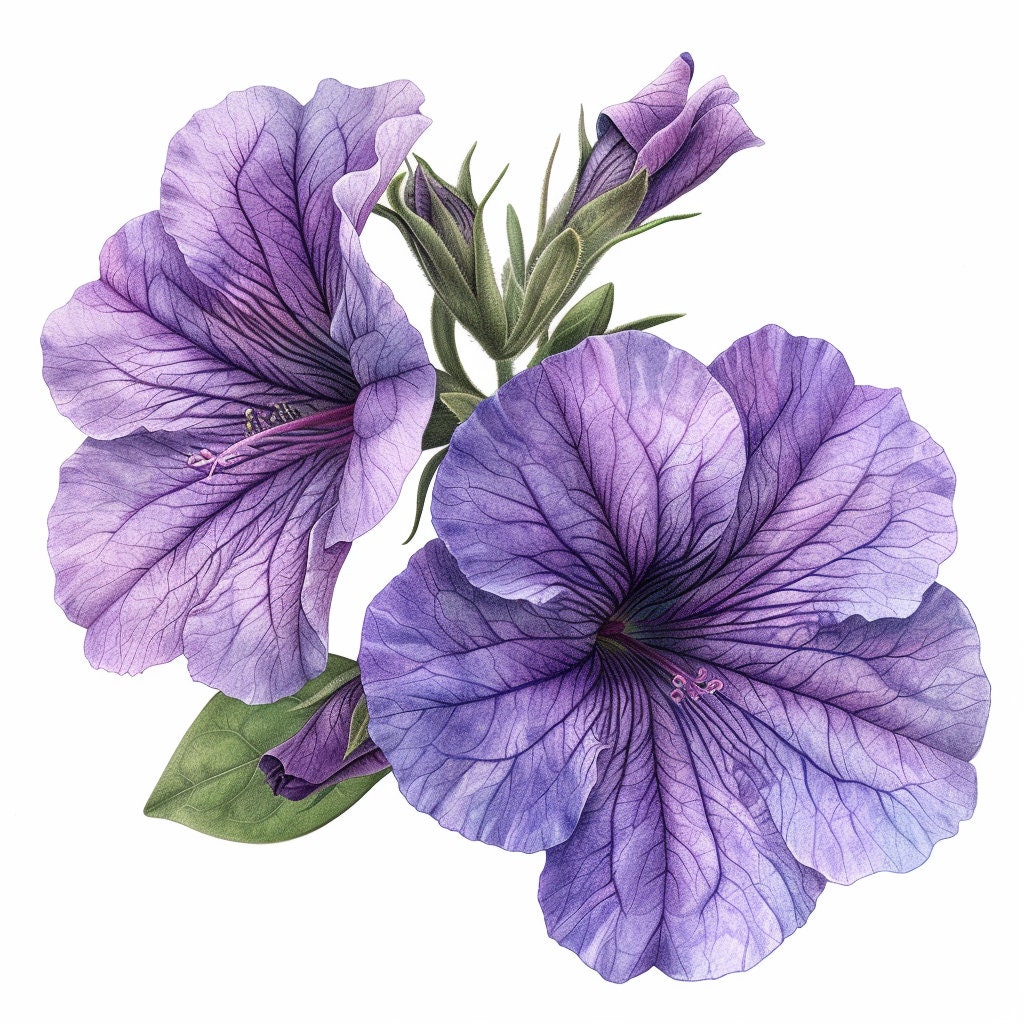 15 Petunia Flowers Clipart Bundle, 15 High-quality JPG, Craft Art, Card ...
