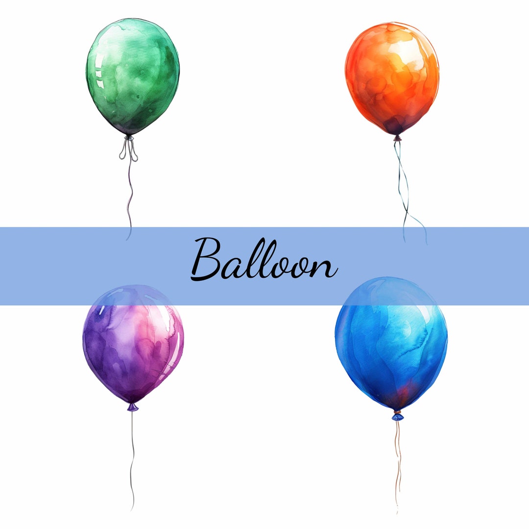 16 Single Colorful Balloon Clipart Bundle, 16 High-quality JPG, Craft ...