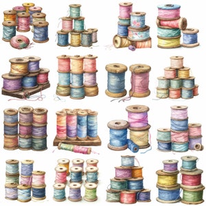 Spools of Thread Sewing Clipart Bundle, 16 High-quality JPG, Craft Art ...