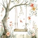 16 Floral Flower Tree Swing Clipart Bundle, High-quality JPG, Craft Art ...