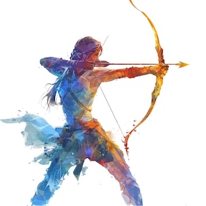 Archer Archery Man Woman Clipart Bundle, 16 High-quality JPG, Craft Art ...