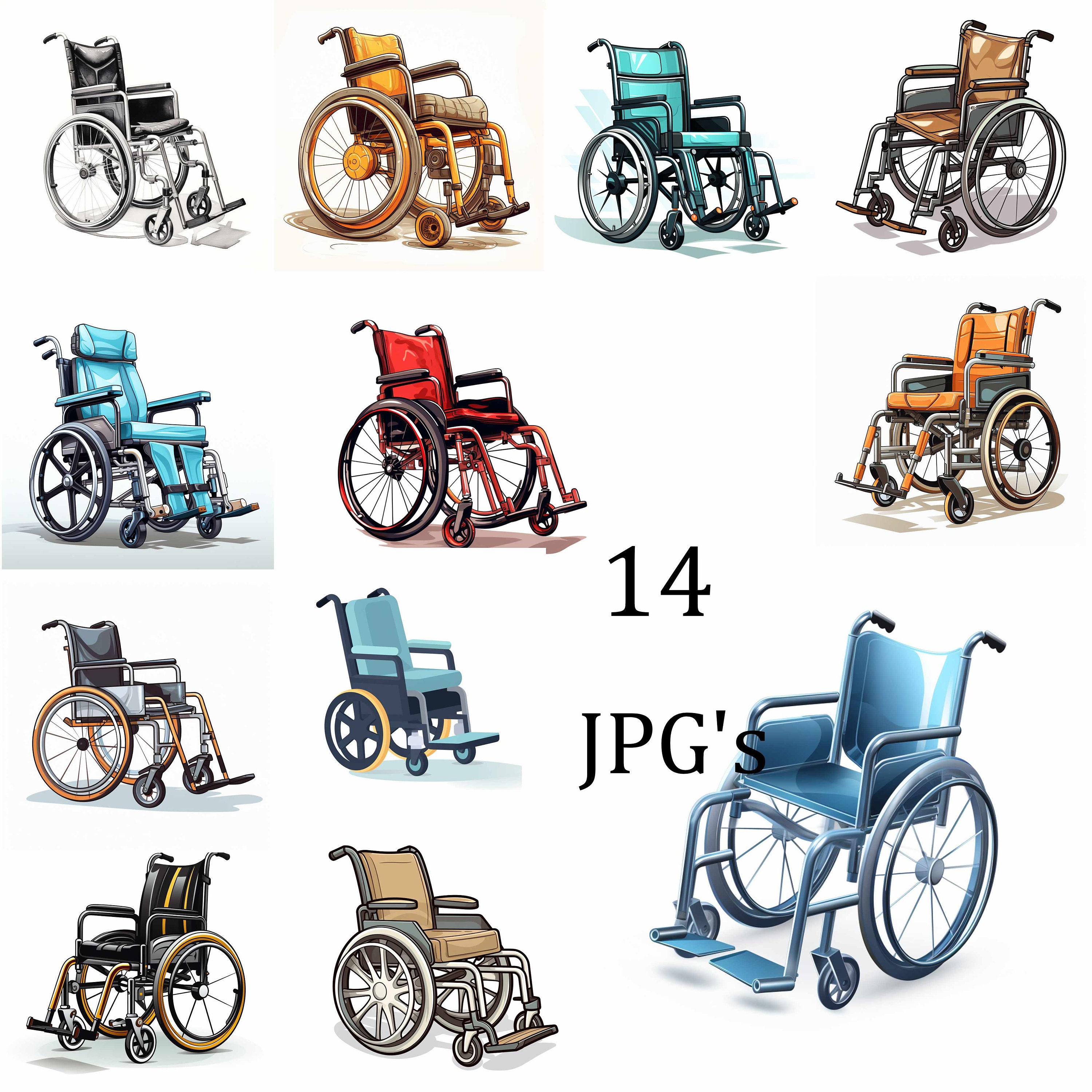 14 Wheelchair Clipart Bundle, High-quality JPG, Wheelchair Art, Card ...