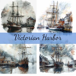 Victorian Harbor Clipart Bundle, 16 High-quality JPG, Craft Art, Card ...