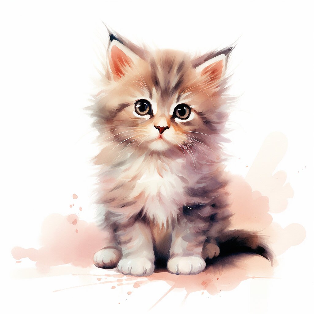 Fluffy Kitten Clipart Bundle, High-quality JPG, Craft Art, Card Making ...
