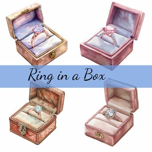Engagement Ring in a Box Clipart Bundle, 16 High-quality JPG, Craft Art ...