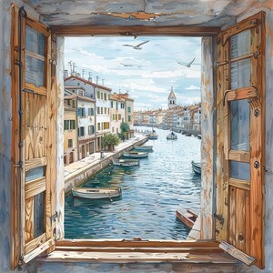 Harbor Boat View From Window Clipart Bundle, 16 High-quality JPG, Craft ...