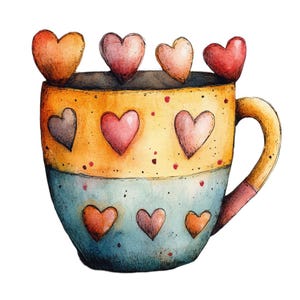 16 Coffee Mug Heart Clipart Bundle, Transparent PNG Download, Card ...