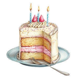 Birthday Cake With Candles Clipart Bundle, 14 High-quality JPG, Craft ...