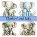 Cute Elephant With Baby Clipart Bundle, 16 High-quality JPG, Craft Art ...