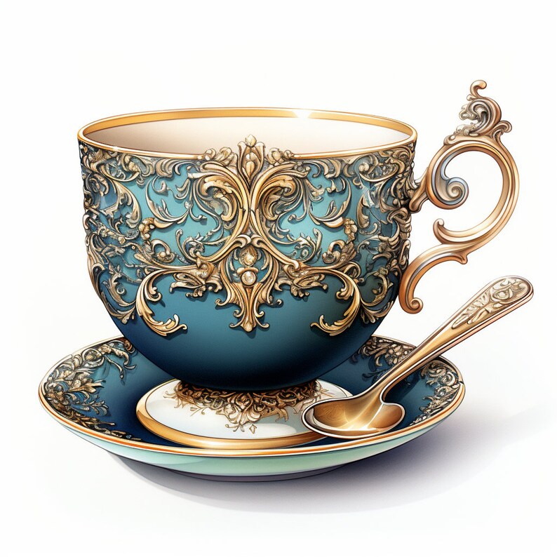 Fancy Teacup Clipart Bundle, High-quality JPG, Craft Art, Card Making ...