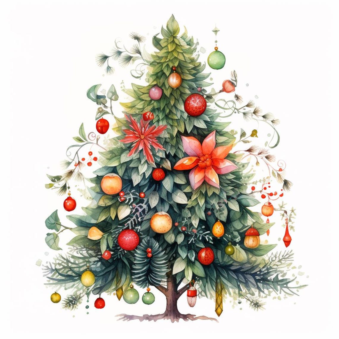 12 Boho Christmas Tree Clipart Bundle, High-quality JPG, Nursery Art ...
