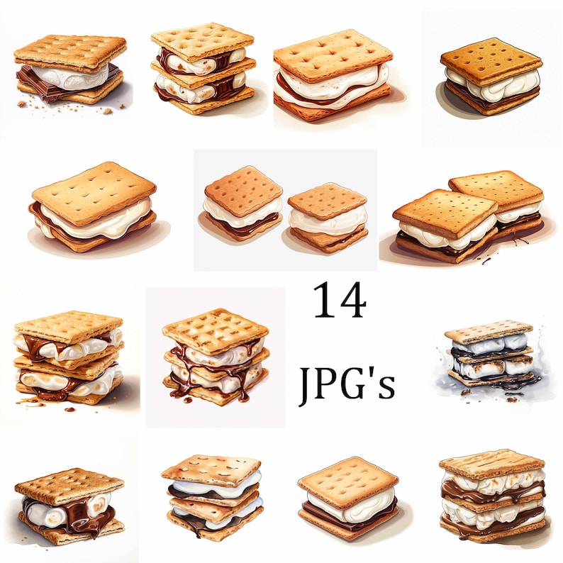 14 Smores Clipart Bundle, High-quality JPG, Kitchen Art, Card Making ...