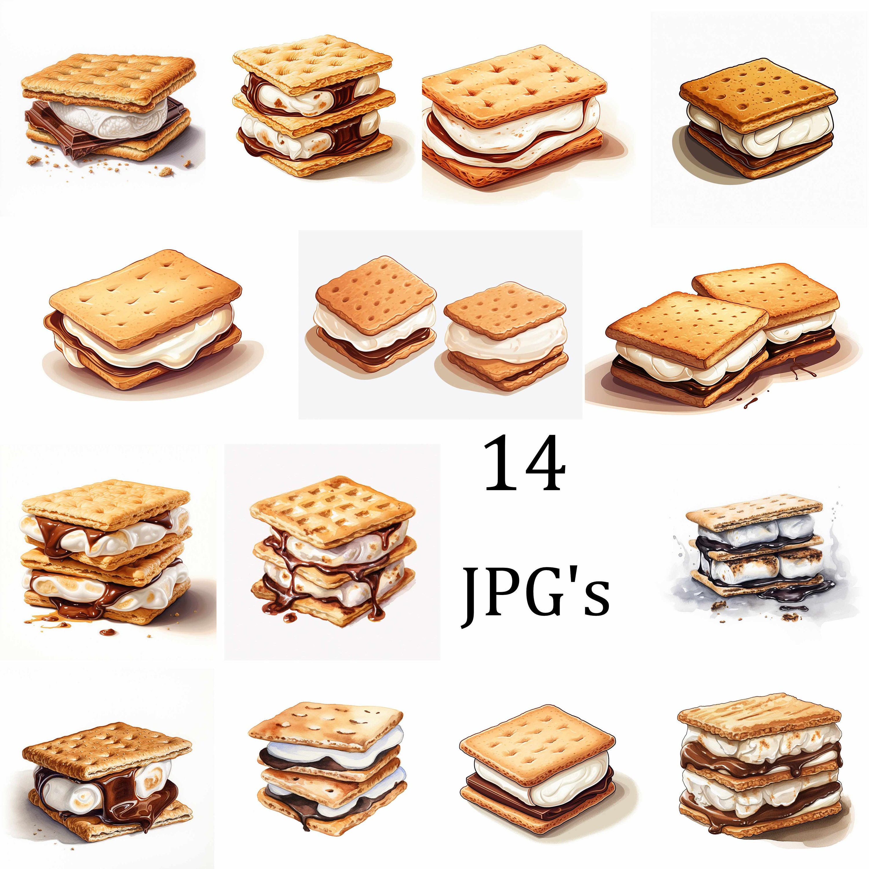14 Smores Clipart Bundle, High-quality JPG, Kitchen Art, Card Making ...
