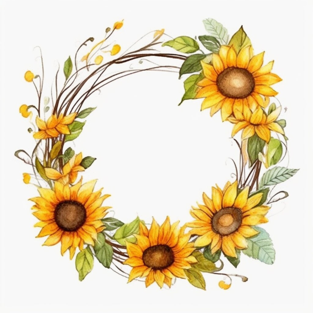 16 Sunflower Wreaths Clipart Bundle, 16 High-quality JPG, Wall Art ...