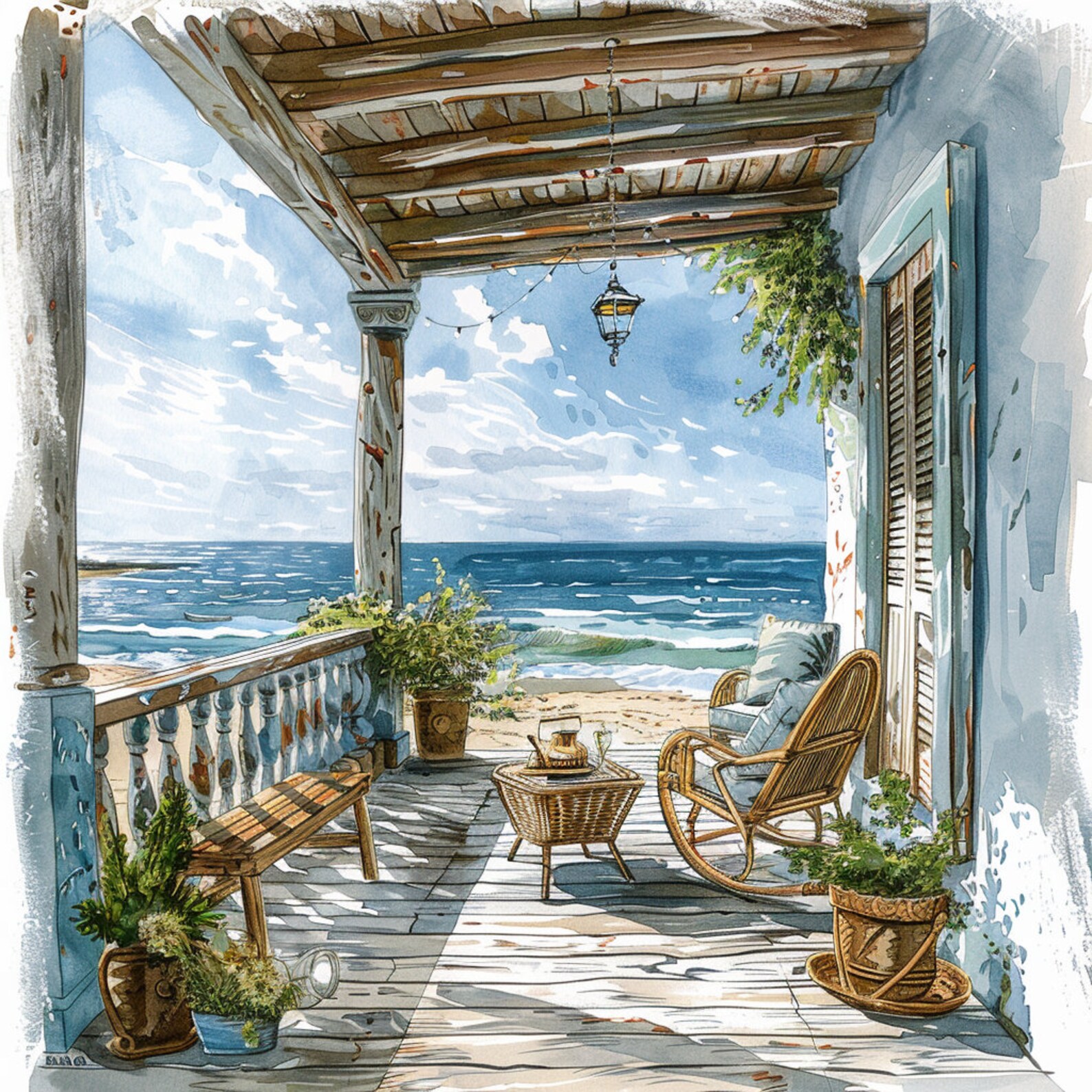 16 Porch Veranda Ocean View Clipart Bundle, 16 High-quality JPG, Craft ...