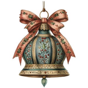 Christmas Bell With Bow Clipart Bundle, 16 High-quality JPG, Craft Art ...