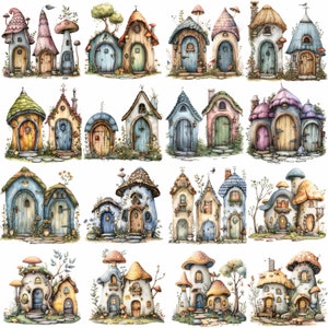 16 Small Fairy Houses Clipart Bundle, 16 High-quality JPG, Craft Art ...